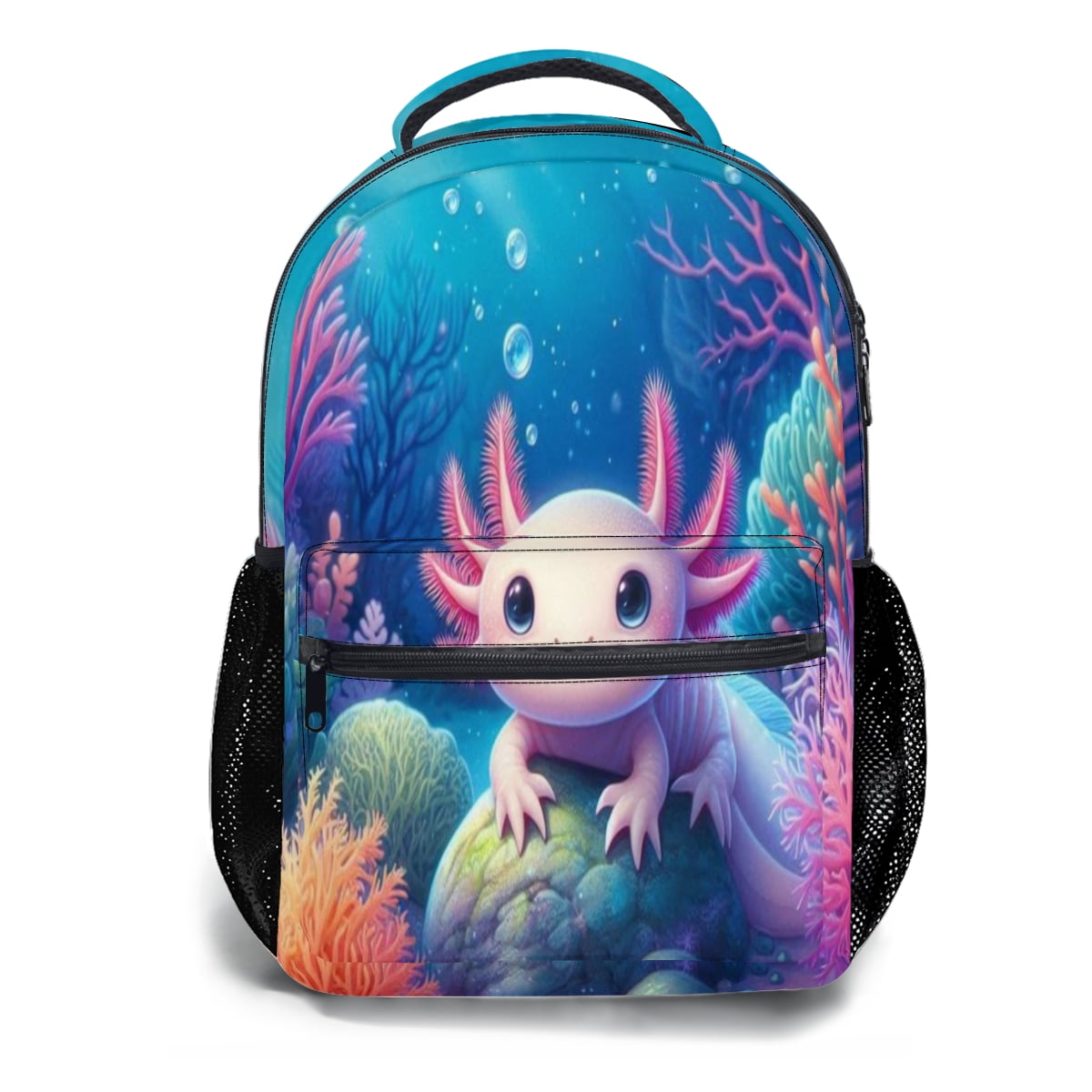 Axolotl Backpack 17 inch Cartoon Axolotl Backpack Large Capacity ...
