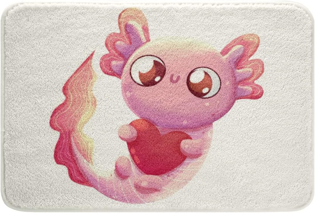 Axolotl Bath Mat Cute Lovely Axolotl Plush Rug Kawaii Cartoon Axolotl ...