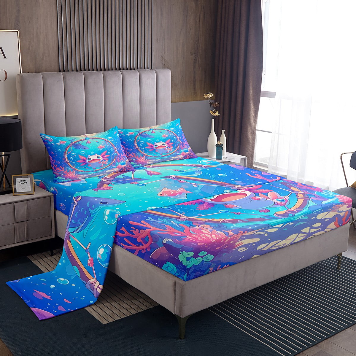 Axolotl Bed Sheets Set Dreamcatcher Sheets,Blue Ocean Fish Sheet Set ...