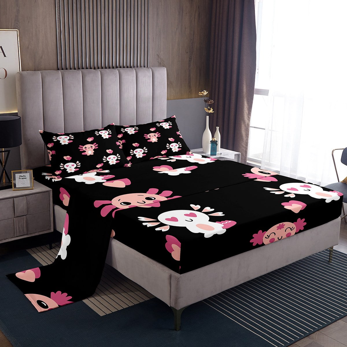 Axolotl Bed Sheets Set Queen Cute Sheet Set for Kids Girls,Cartoon Wild ...
