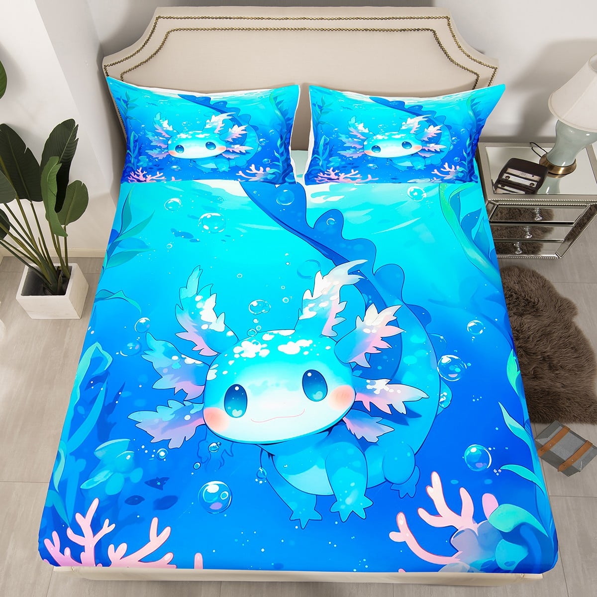 Axolotl Bedding Set Full Size,Cute Animal Salamander Bed Sheets For ...