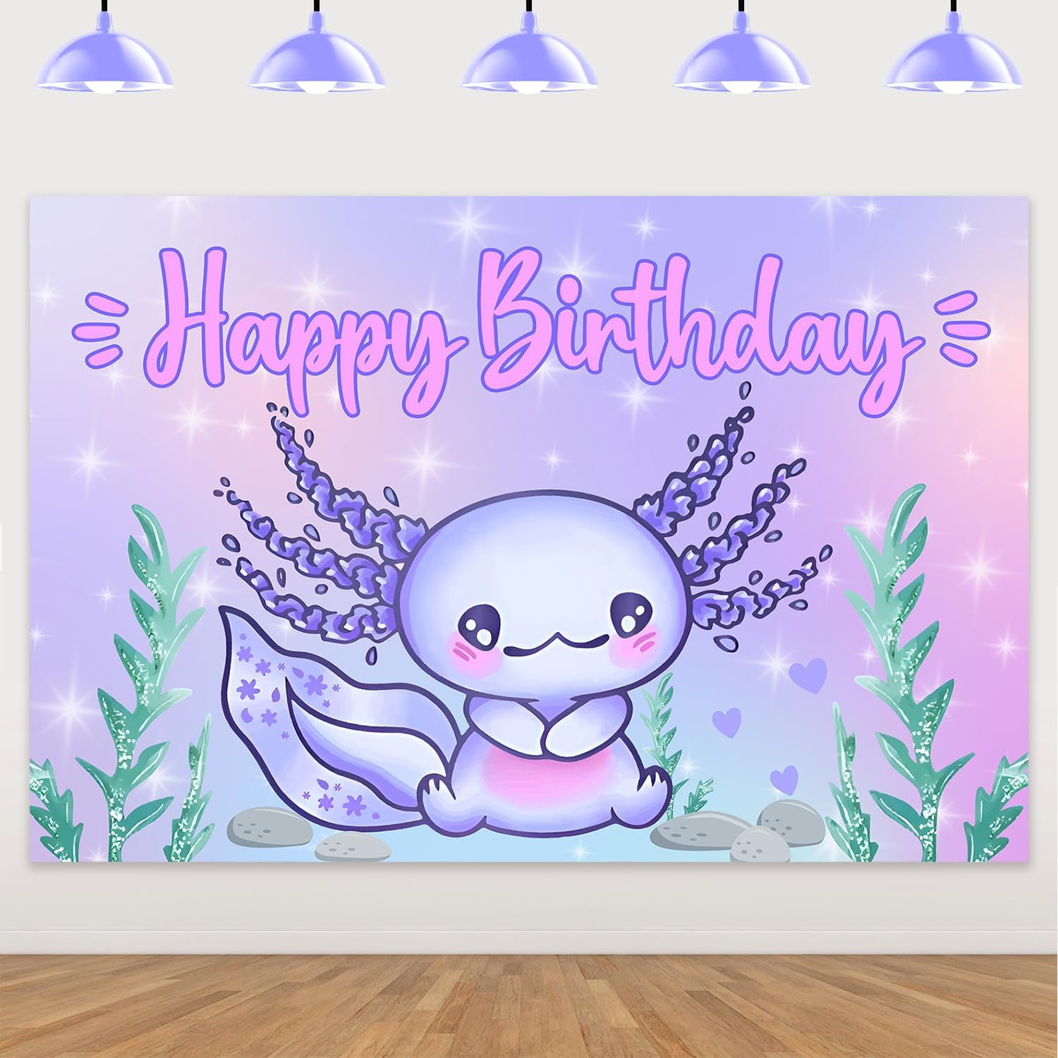 Axolotl Birthday Backdrop Purple Axolotl Happy Birthday Photography ...