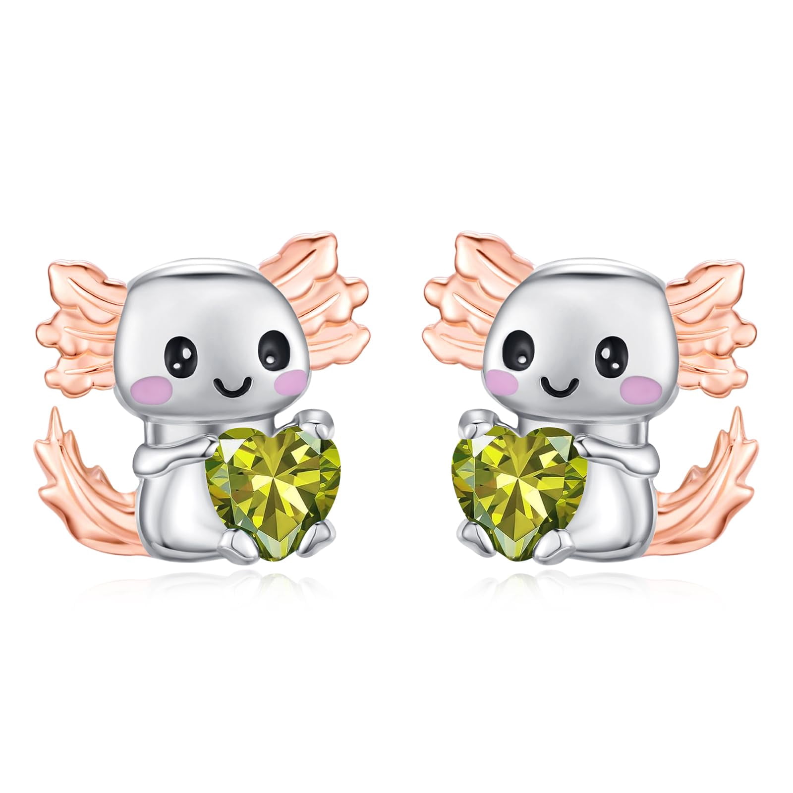 Axolotl Birthstone Earrings 925 Sterling Silver Axolotl Stud Earrings ...