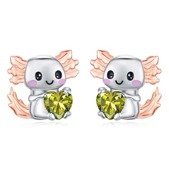 Axolotl Birthstone Earrings 925 Sterling Silver Axolotl Stud Earrings ...