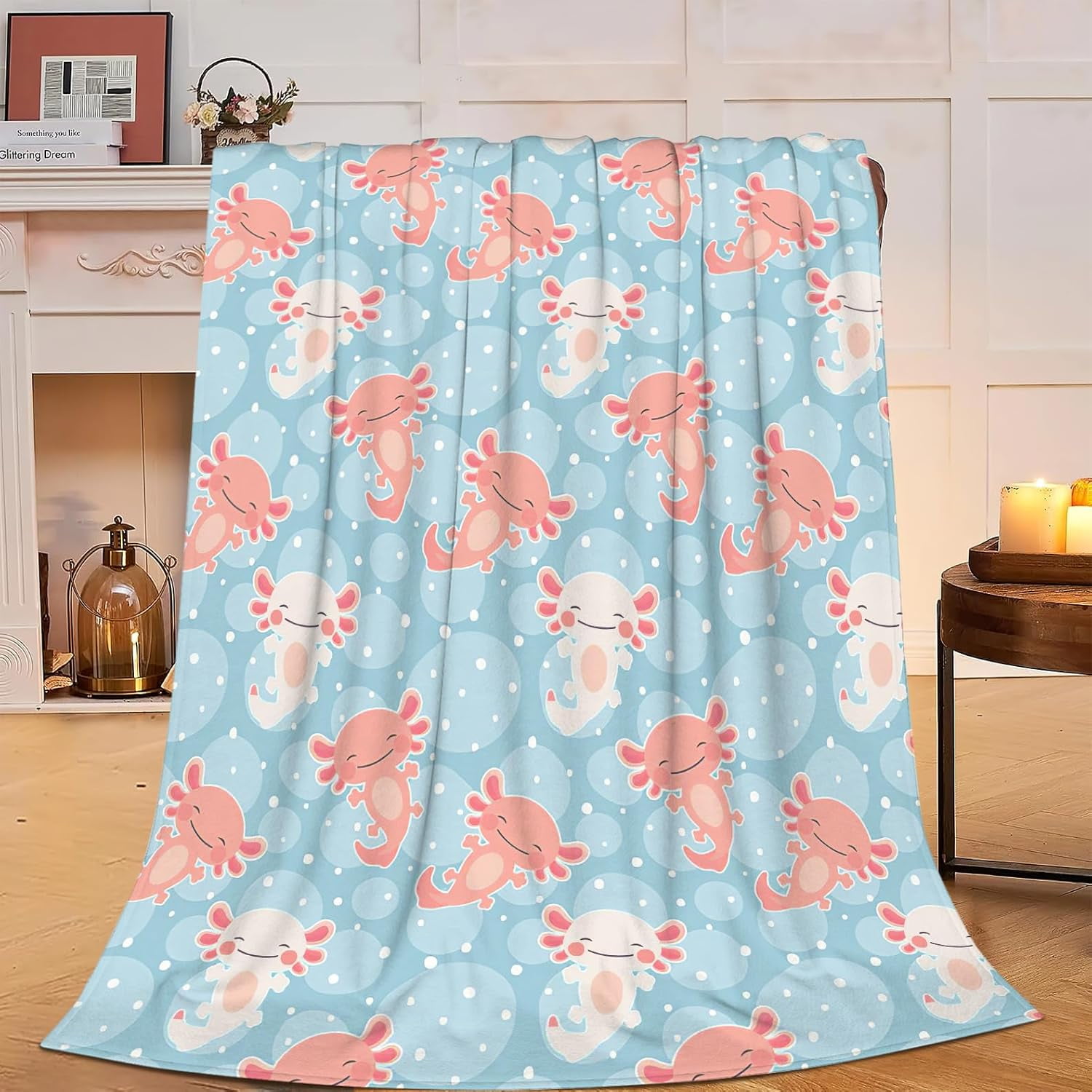 Axolotl Blanket Cute Axolotl Fleece Throw Blanket Fuzzy Plush Super ...