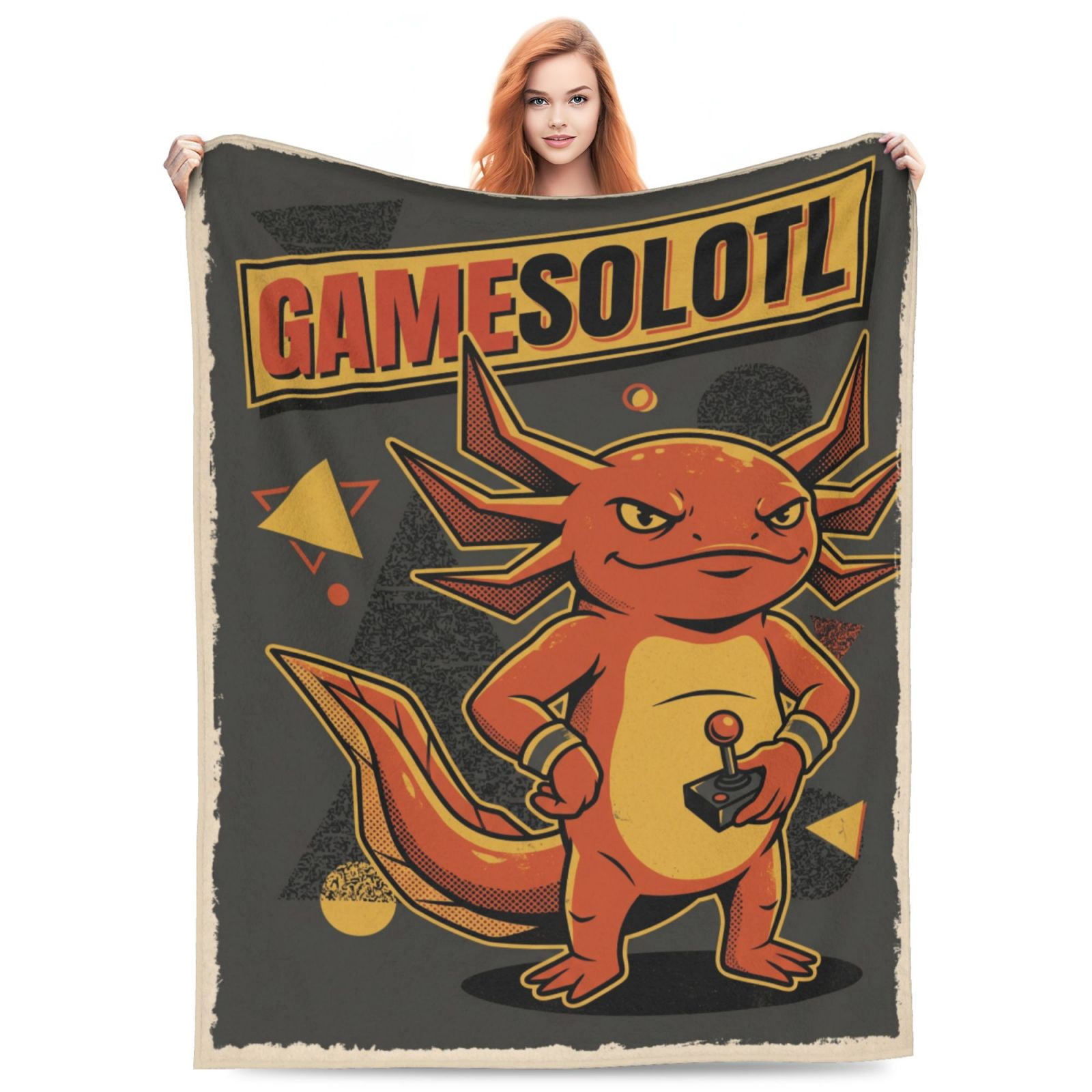 Axolotl Blanket Gift For Woman Man Orange Gamesolotl Gift For Gamer ...