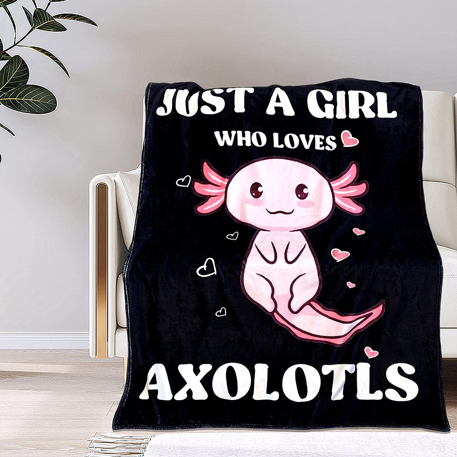 Axolotl Blanket Gift for Girls-Just A Girl Who Loves Axolotls Black ...