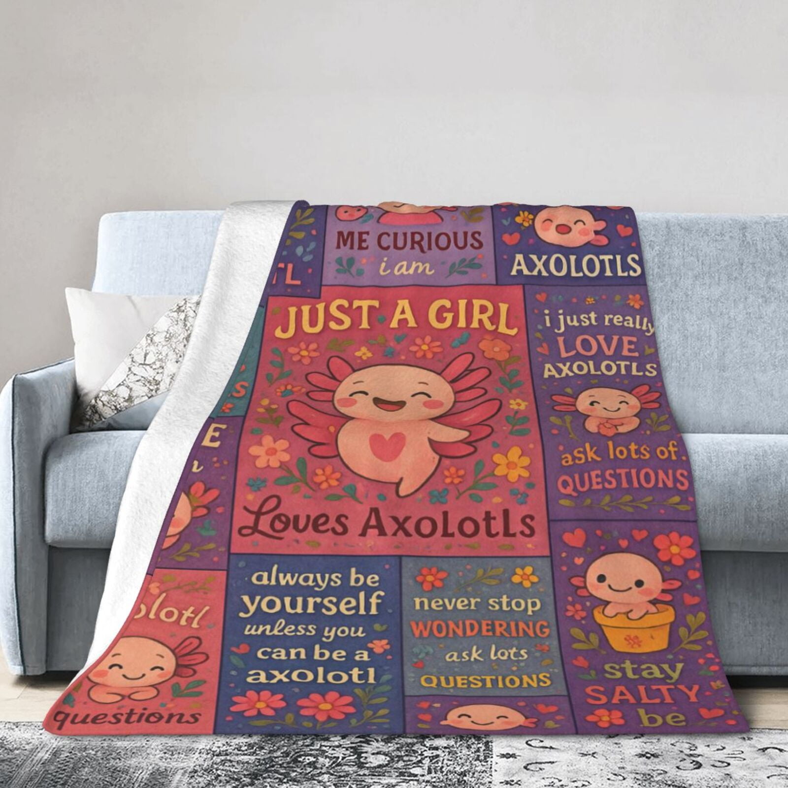 Axolotl Blanket Gifts for Axolotl Lovers, Axolotls Gift for Girls, Just ...