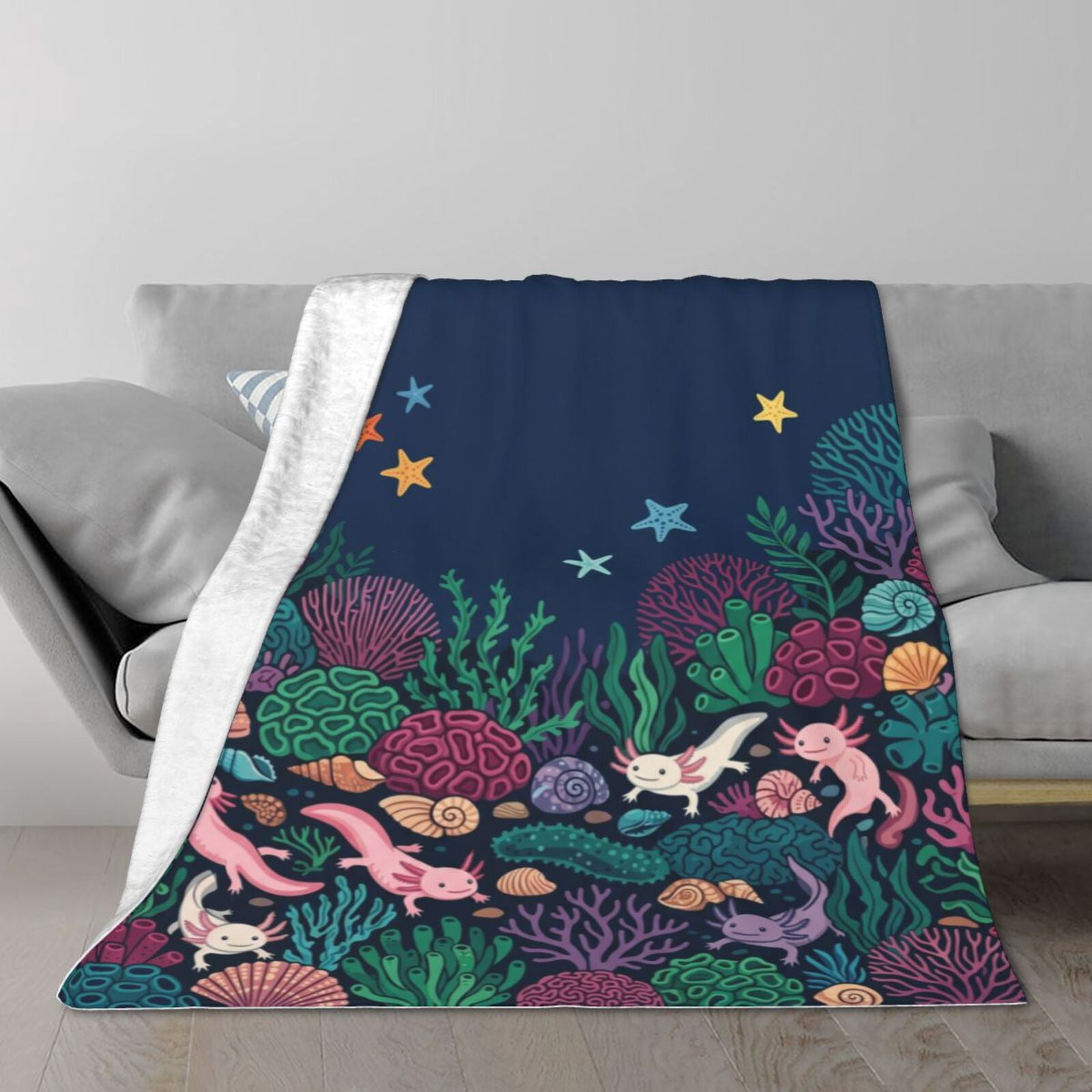 Axolotl Blanket Salamander Throw Blanket Flannel Fleece Home Decor Sofa ...