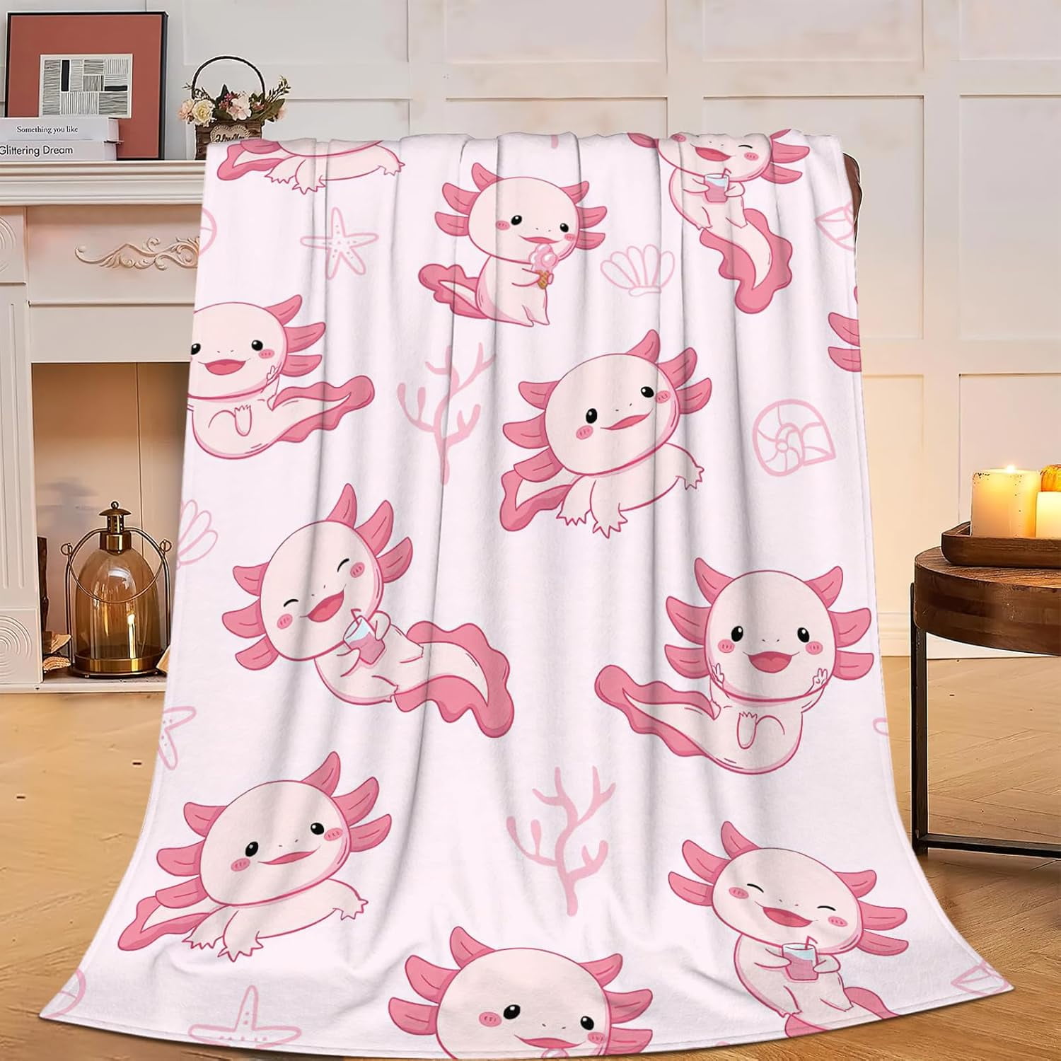 Axolotl Blanket Super Cozy Soft Pink Axolotl Throw Blanket Warm Plush ...