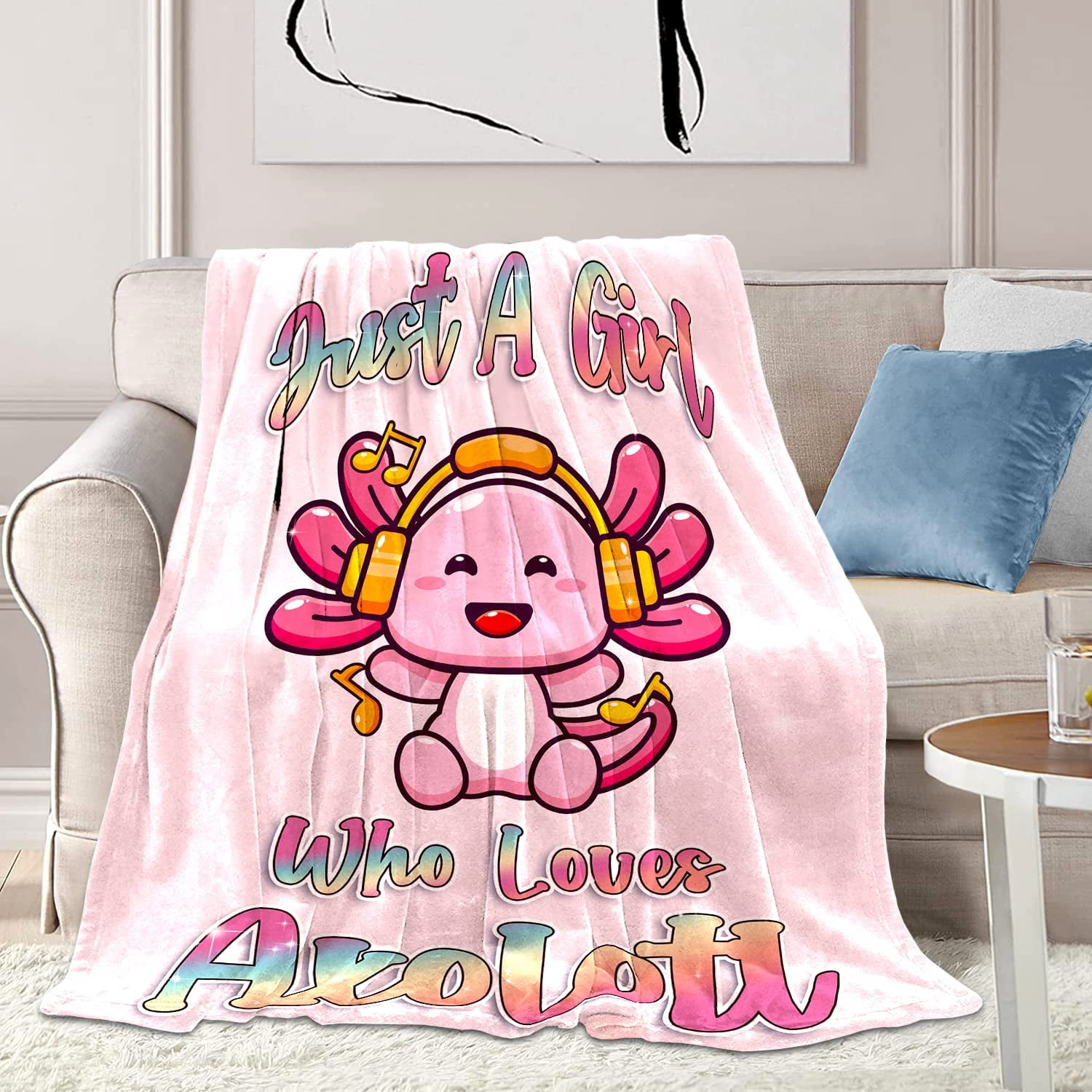 Axolotl Blanket for Girls, Just A Girl Who Loves Axolotls Throw Blanket ...