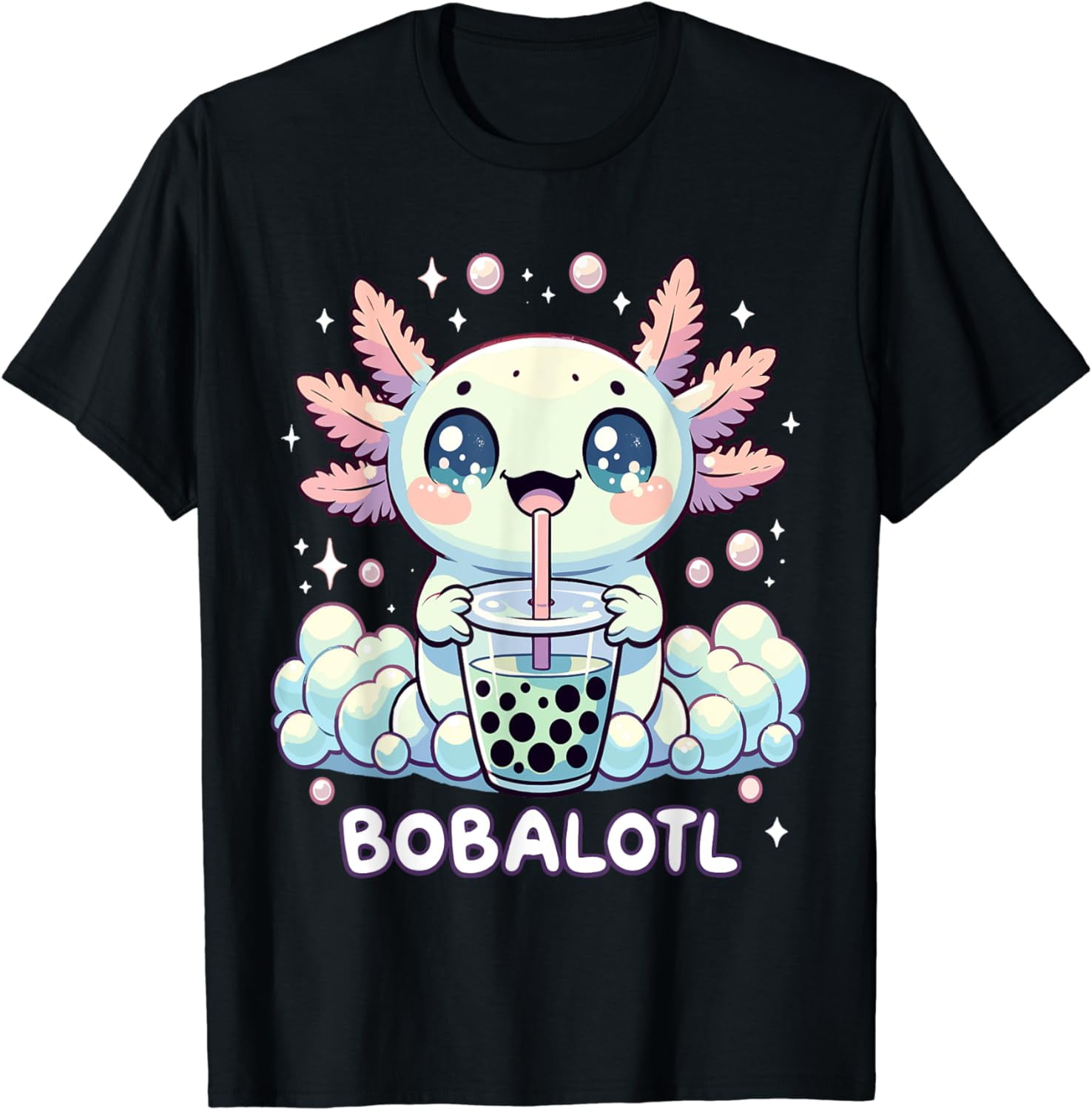 Axolotl Bubble Tea Anime Kawaii Cute Axolotl T-Shirt - Walmart.com