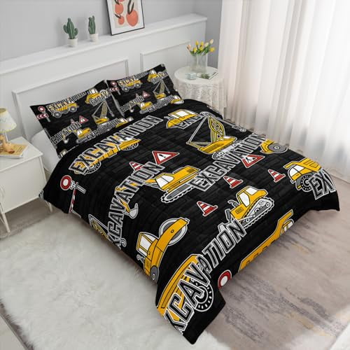 Axolotl Cartoon Excavator Comforter Set Twin,Tractor Truck Bedding Set ...