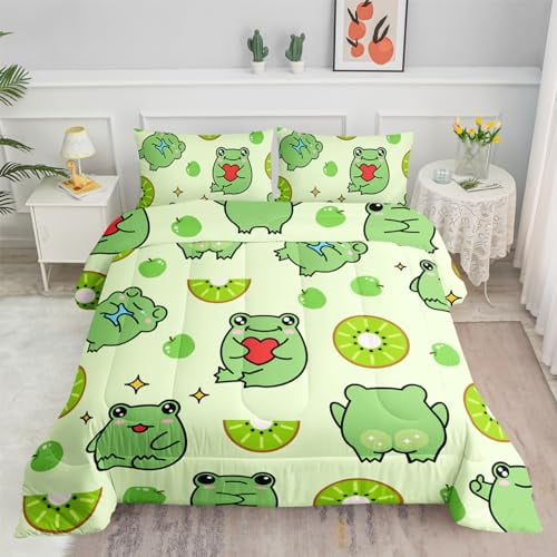Axolotl Cartoon Frog Comforter Set Full,Kawaii Frog Bedding Set,Animals ...