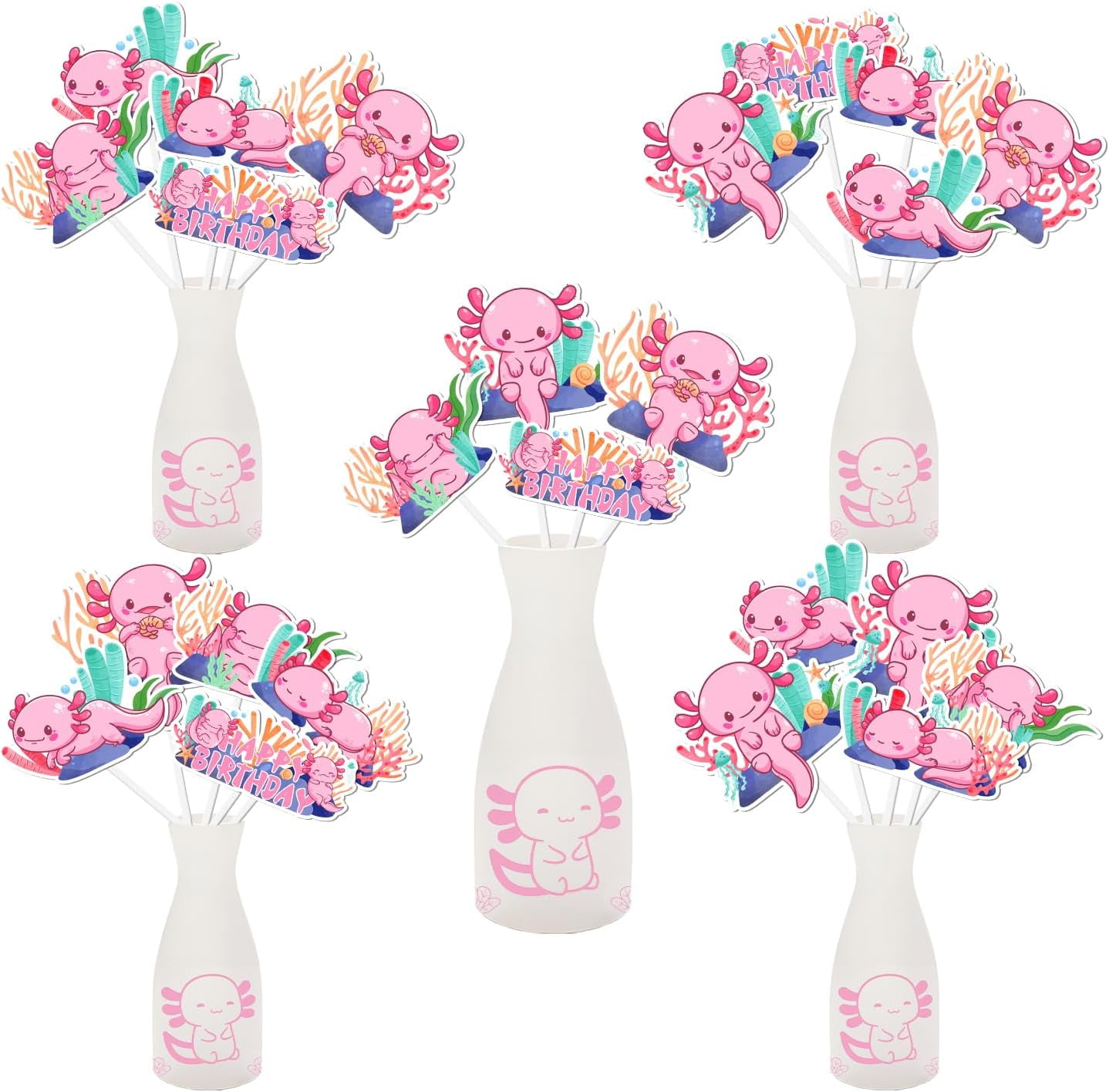 Axolotl Centerpiece Sticks Pink Axolotl Theme Party Centerpiece ...