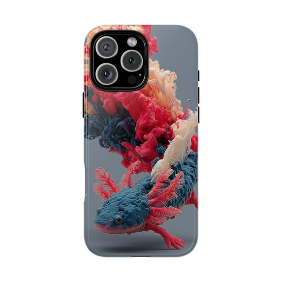 Axolotl Colorful Teal Red Swirl Smoke Art Phone Case with iPhone 17 to ...