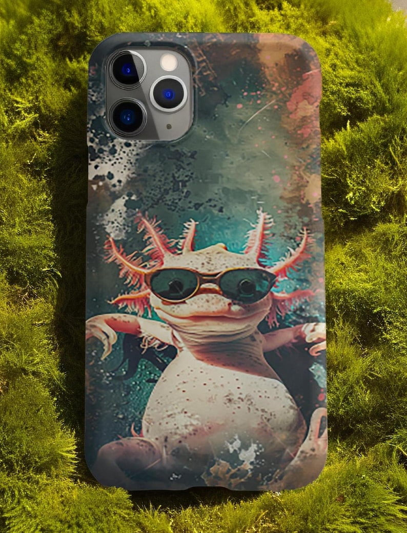 Axolotl Cute Fun Sunglasses Cartoon Phone Case for iPhone 16 15 14 13 ...