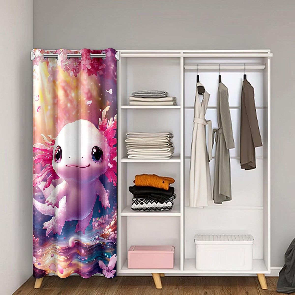 Axolotl Door Curtain for Doorway Privacy,Cartoon Axolotl Blackout ...