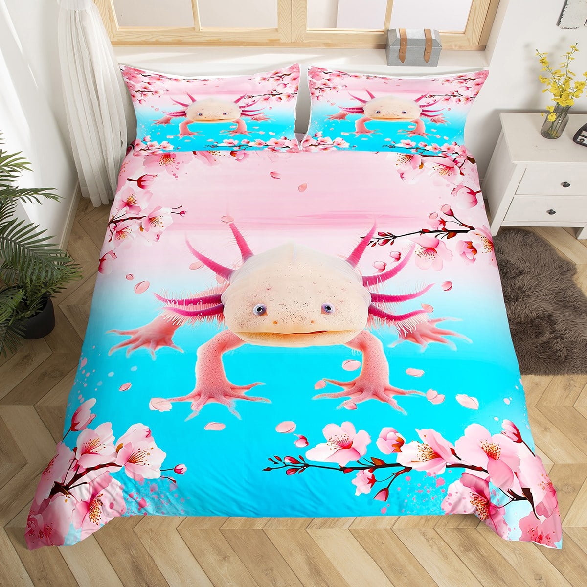Axolotl Duvet Cover Ocean Fish Nautical Sea Animal Queen Bedding Sets ...