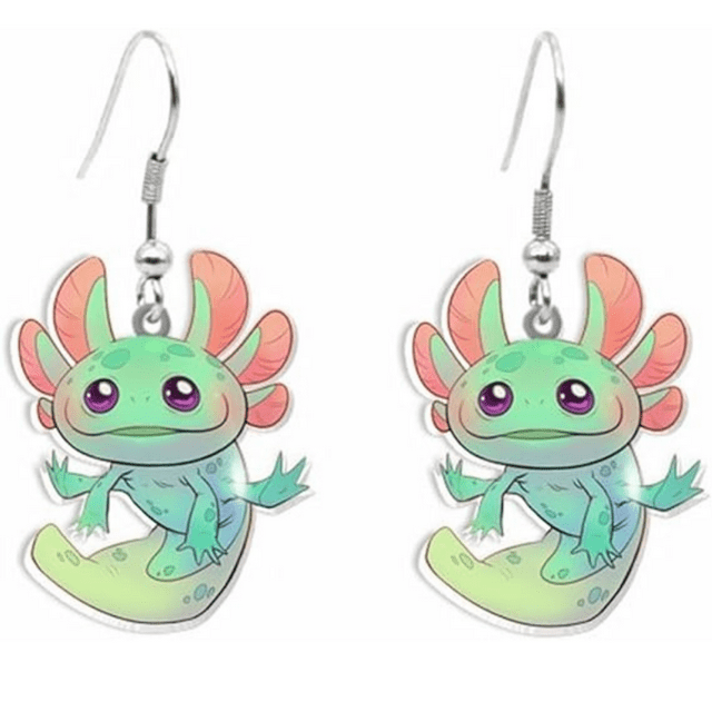 Axolotl Earrings Earring Acrylic Drop Amphibian Salamander Pink Rose ...