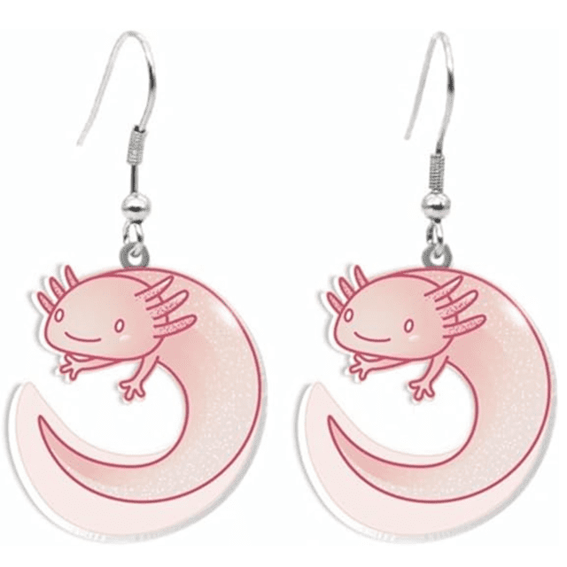 Axolotl Earrings Earring Acrylic Drop Amphibian Salamander Pink Rose ...