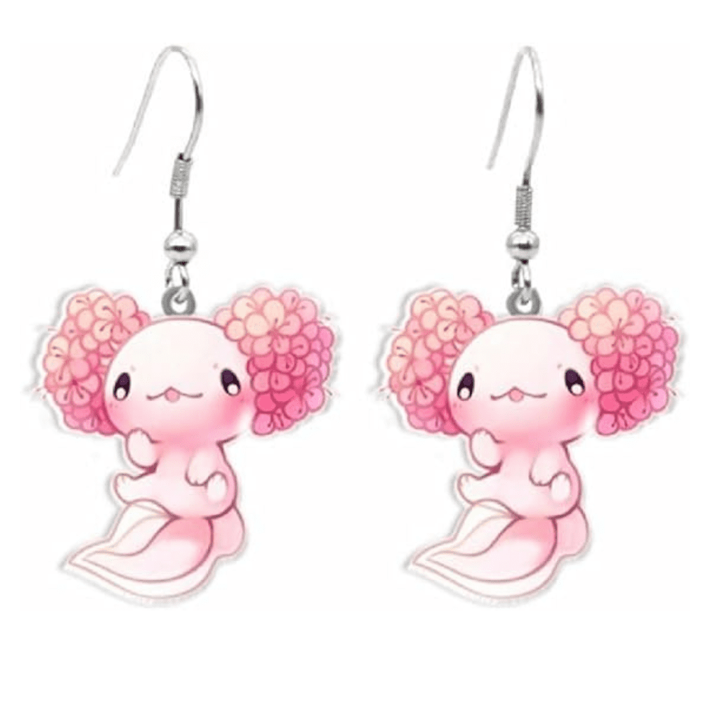 Axolotl Earrings Earring Acrylic Drop Amphibian Salamander Pink Rose ...