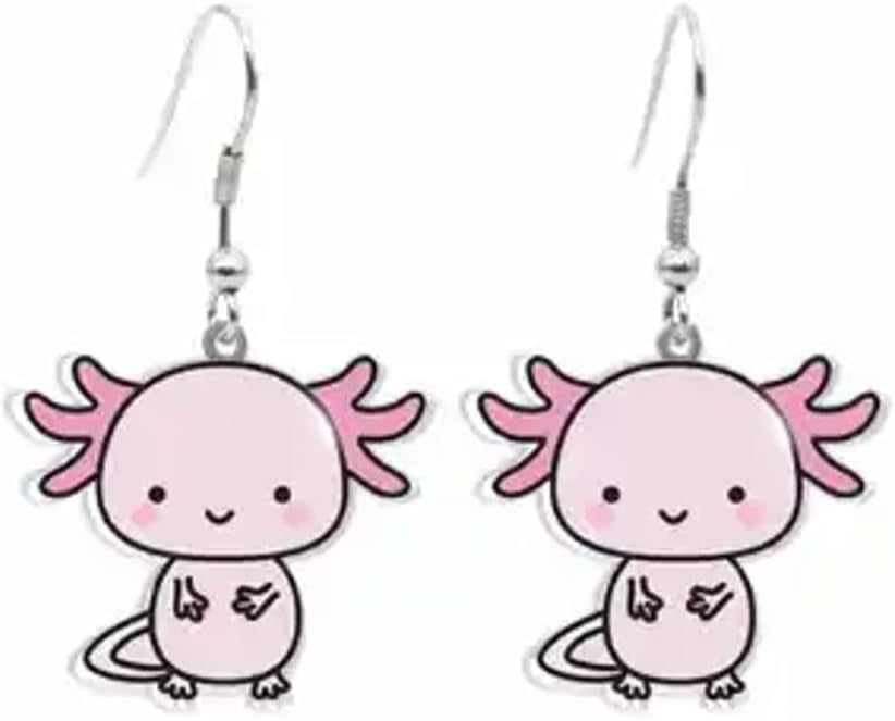 Axolotl Earrings Earring Acrylic Drop Amphibian Salamander Pink Rose ...