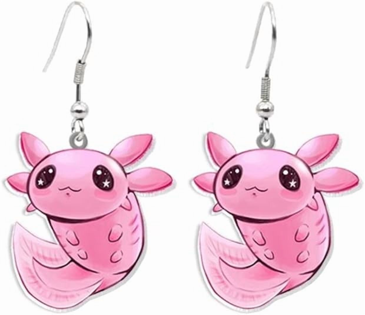 Axolotl Earrings Earring Acrylic Drop Amphibian Salamander Pink Rose ...