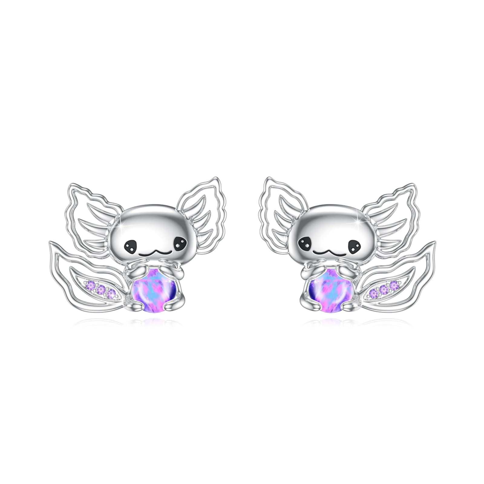 Axolotl Earrings Sterling Silver Purple Opal Axolotl Earrings Stud ...