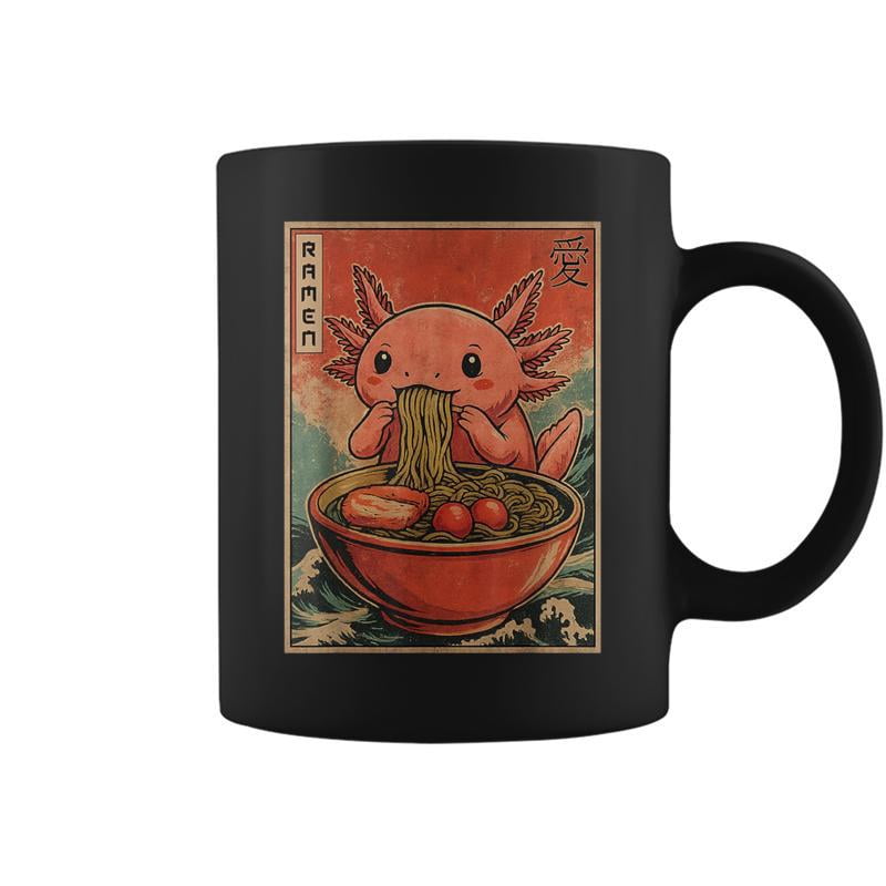 Axolotl Eating Ramen Kawaii Japanese Anime Axolotls Coffee Mugs ...