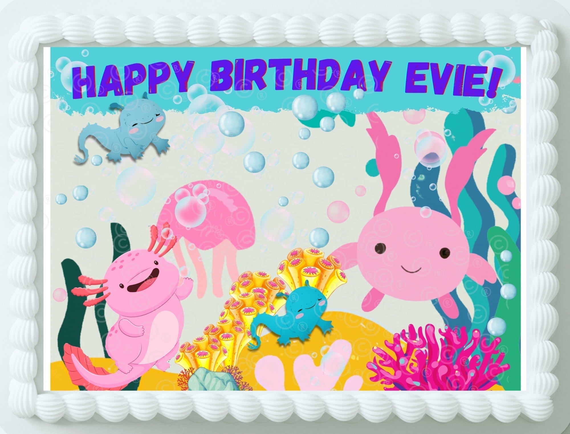 Axolotl Edible Cake Topper, Axolotl Edible Topper, 1/4 Sheet, Sugar Paper, Custom - Walmart.com