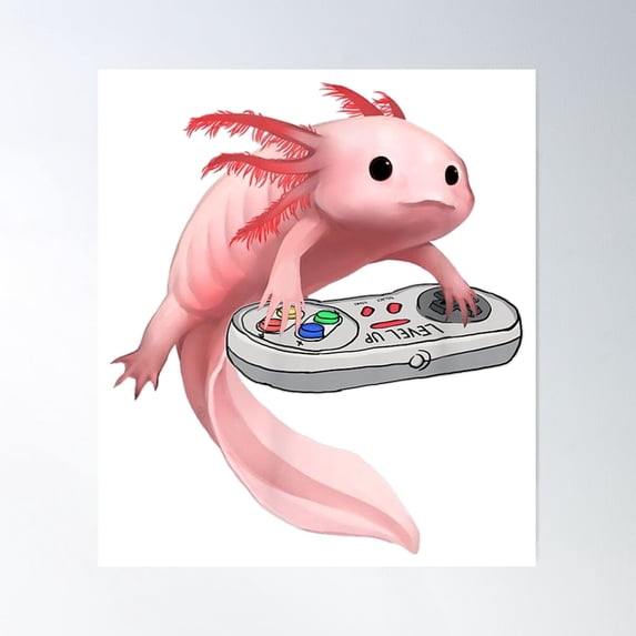 Axolotl Fish Playing Video Game Poster Wall Art Modern Wall Decor For ...