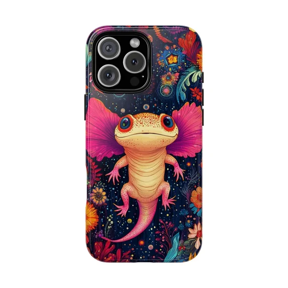 Axolotl Floral Abstract Art Design Case for iPhone 17 through 11 Pro ...