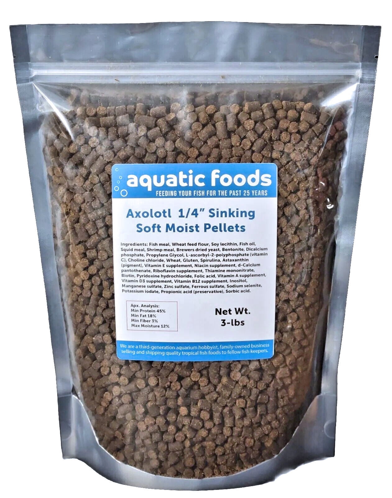Axolotl Food, 1/4" Soft Moist Sinking Pellets, Rangen's Salmon Sinking ...