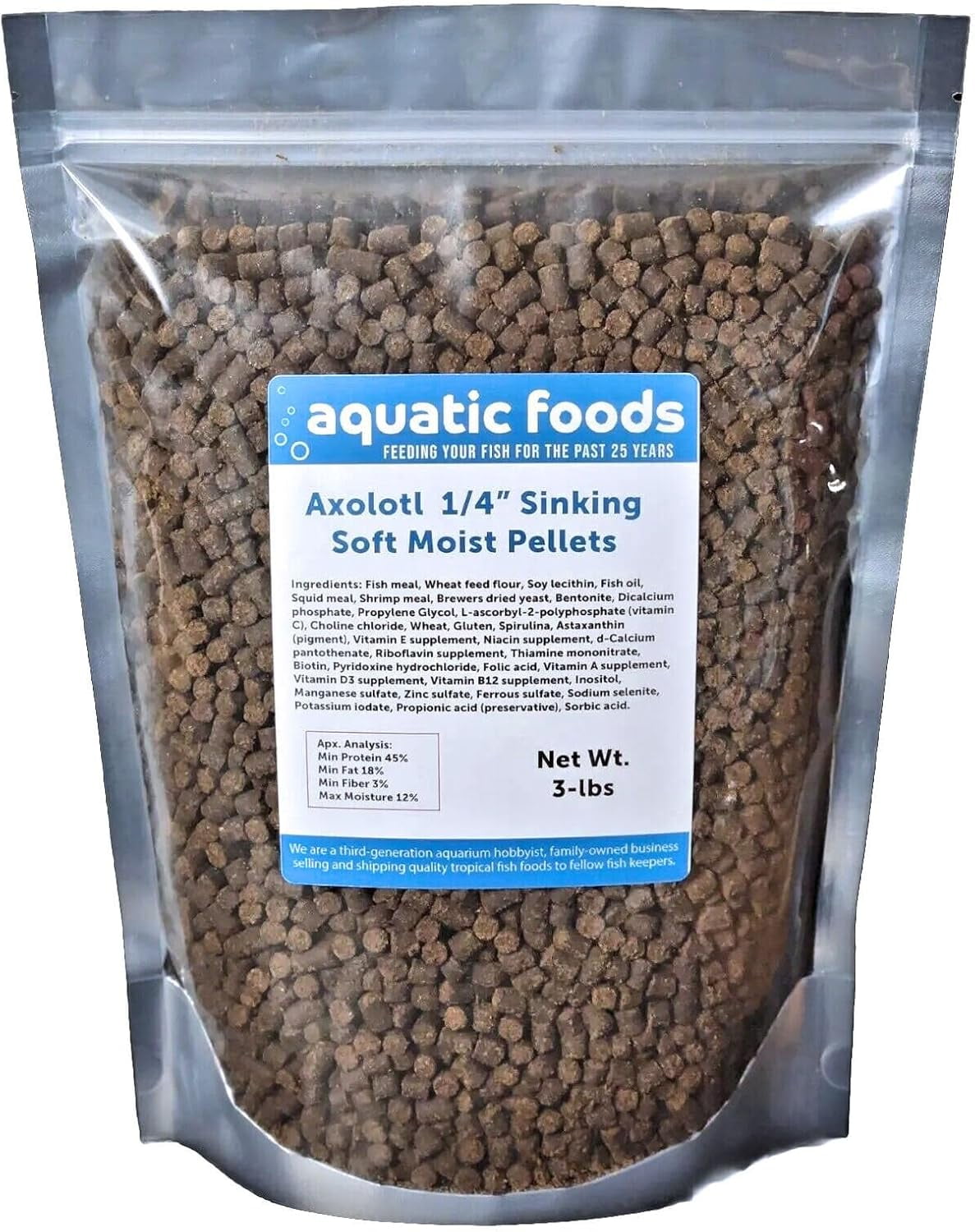 Axolotl Food, 1/4" Soft Moist Sinking Pellets, Rangen's Salmon Sinking ...