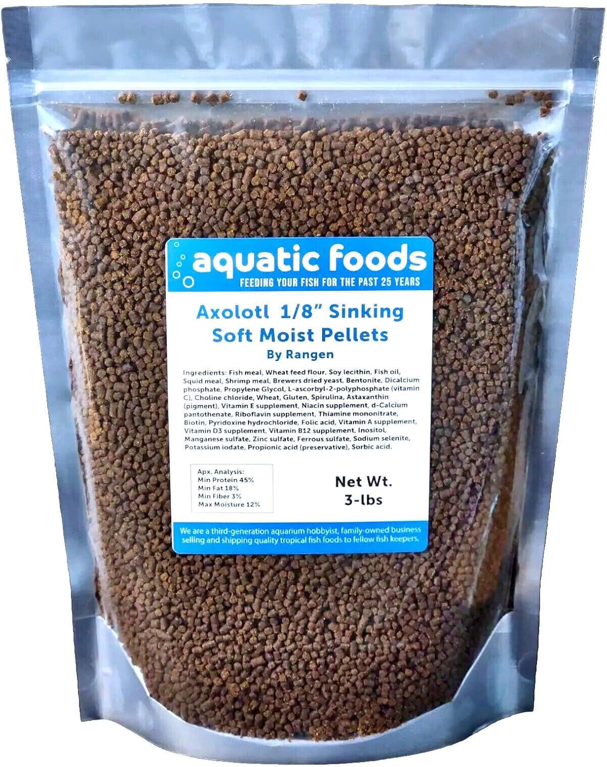 Axolotl Food, 1/8" Soft Moist Sinking Pellets, Rangen's Salmon Sinking ...