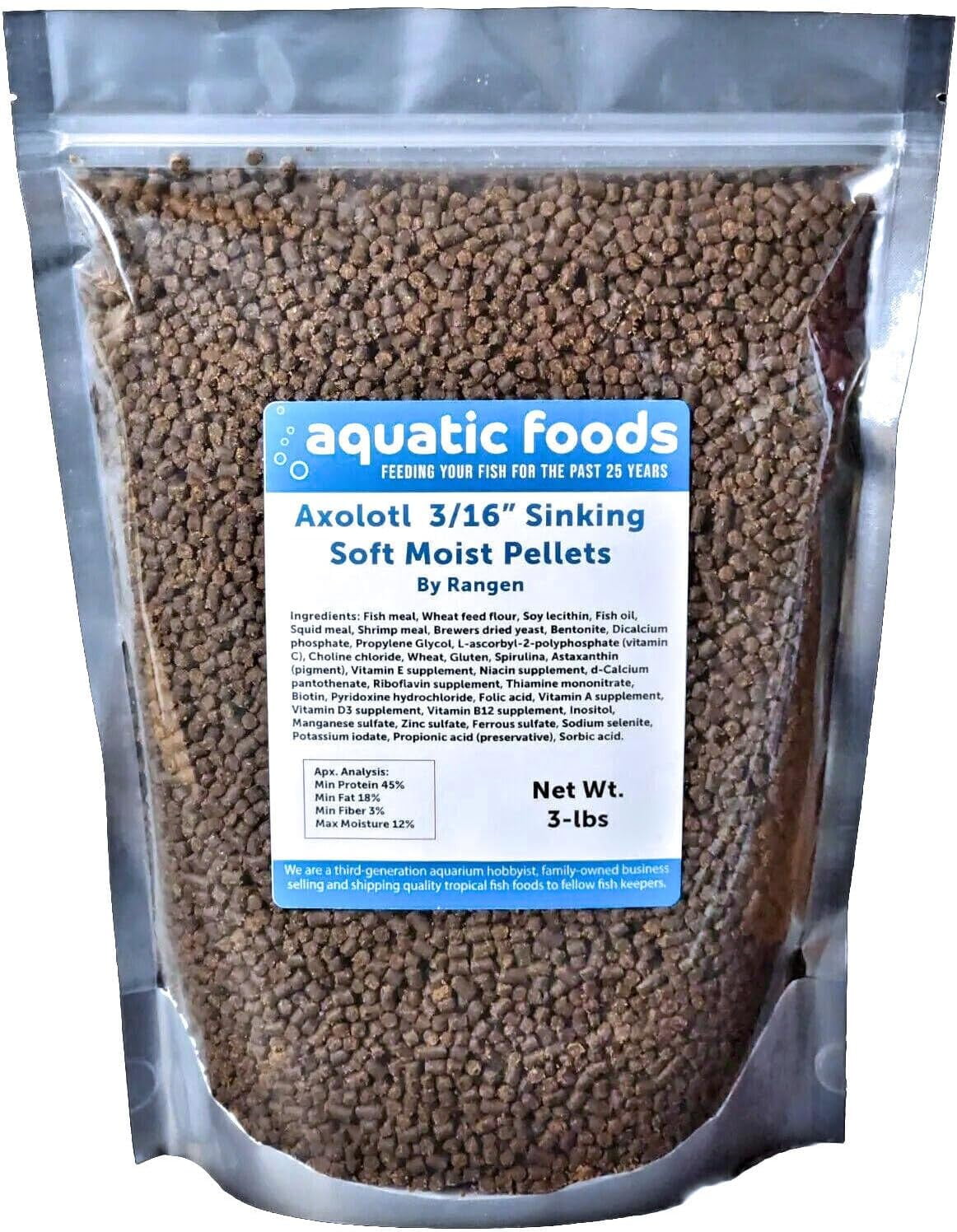 Axolotl Food, 3/16" Soft Moist Sinking Pellets, Rangen's Salmon Sinking ...