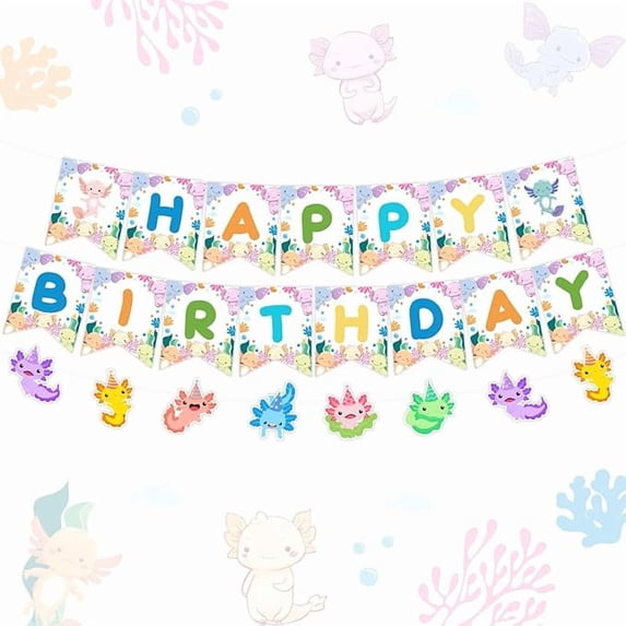 Axolotl Happy Birthday Banner for Kids Axolotl Birthday Decorations for ...