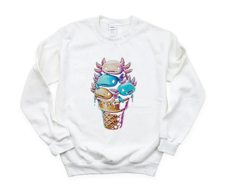 Axolotl Ice Cream Funny Kawaii Cute Amphibian Dessert Sweet Graphic Art ...