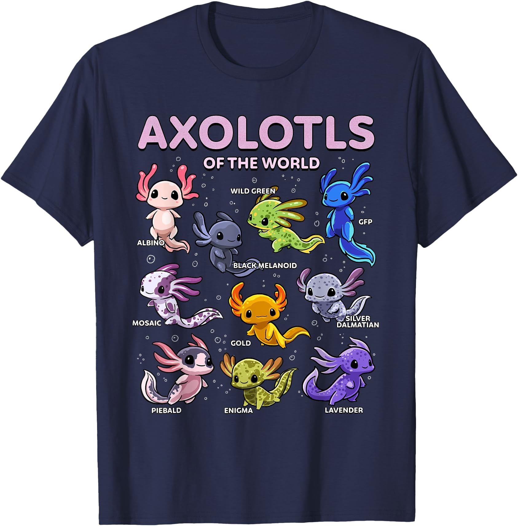 Axolotl Kawaii Axolotls of the World Axolotl Animals T-Shirt,Sport Grey ...