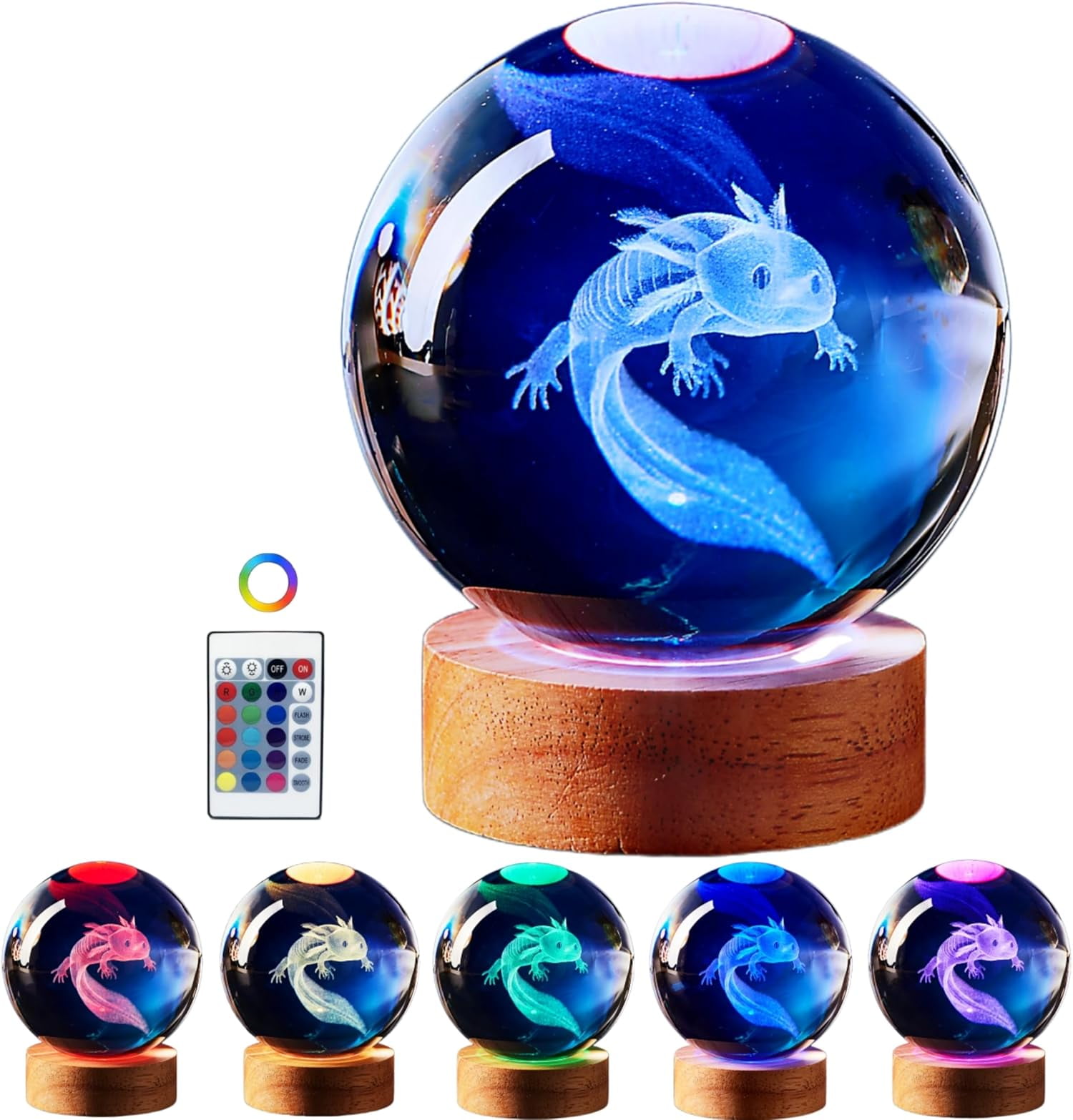 Axolotl Lamp,3.15 inch Axolotl Ball Lamp,Upgraded K9 Axolotl Ball Night ...