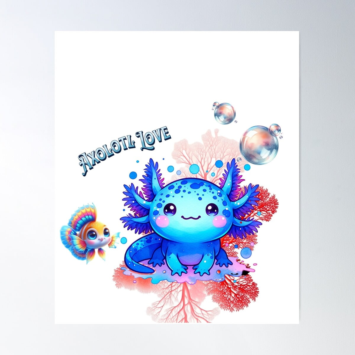 Axolotl Love Poster Wall Art Modern Wall Decor For Living Room Bedroom ...