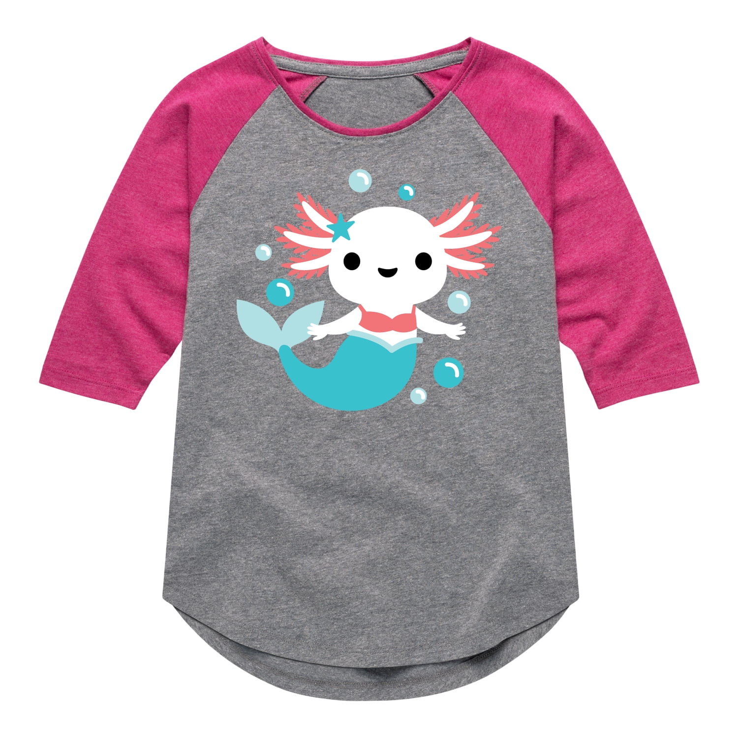 Axolotl Mermaid - Toddler & Youth Girls Raglan Graphic T-Shirt ...