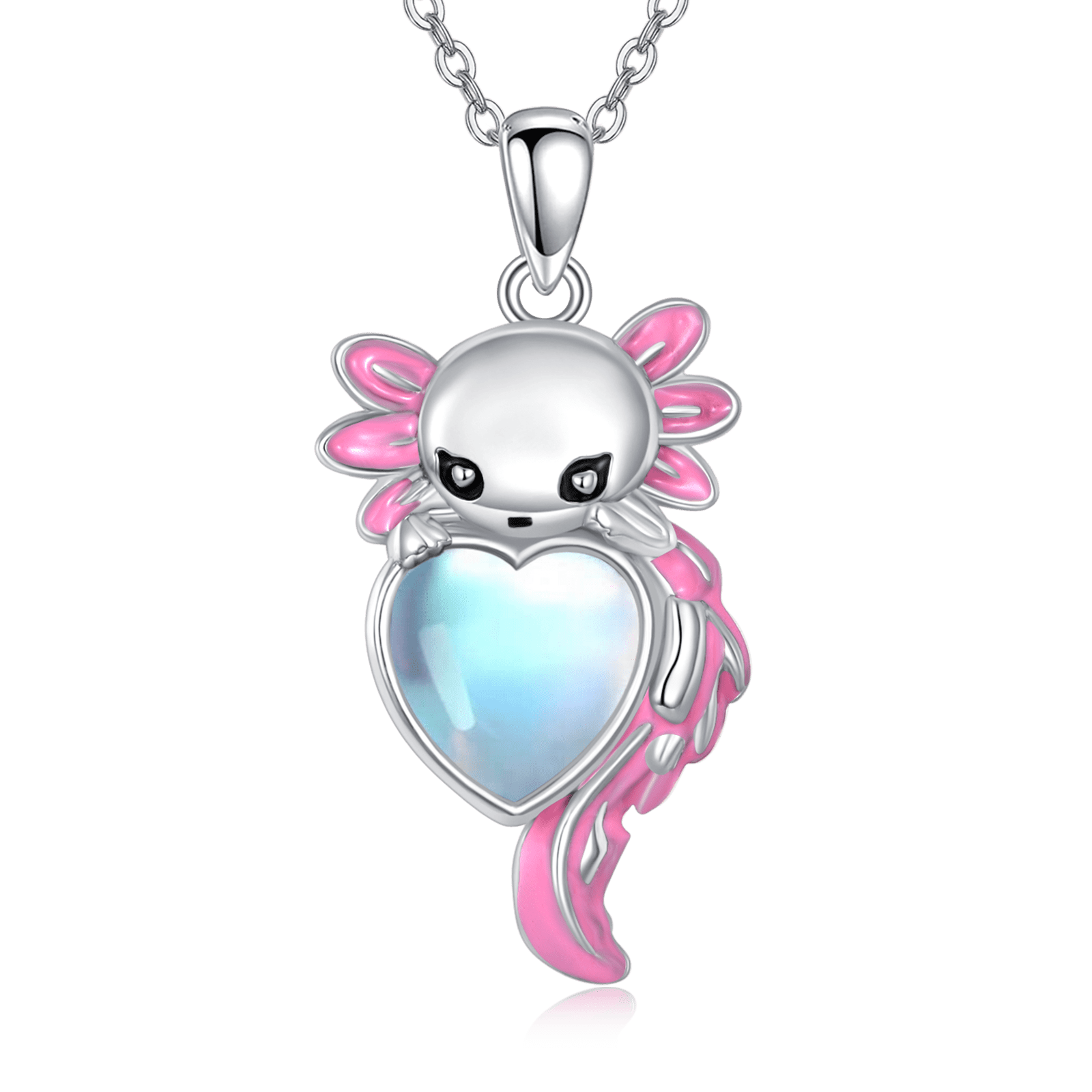 Axolotl Necklace 925 Sterling Silver Moonstone Axolotl Pendant Necklace ...