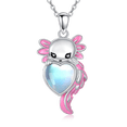 Axolotl Necklace 925 Sterling Silver Moonstone Axolotl Pendant Necklace ...