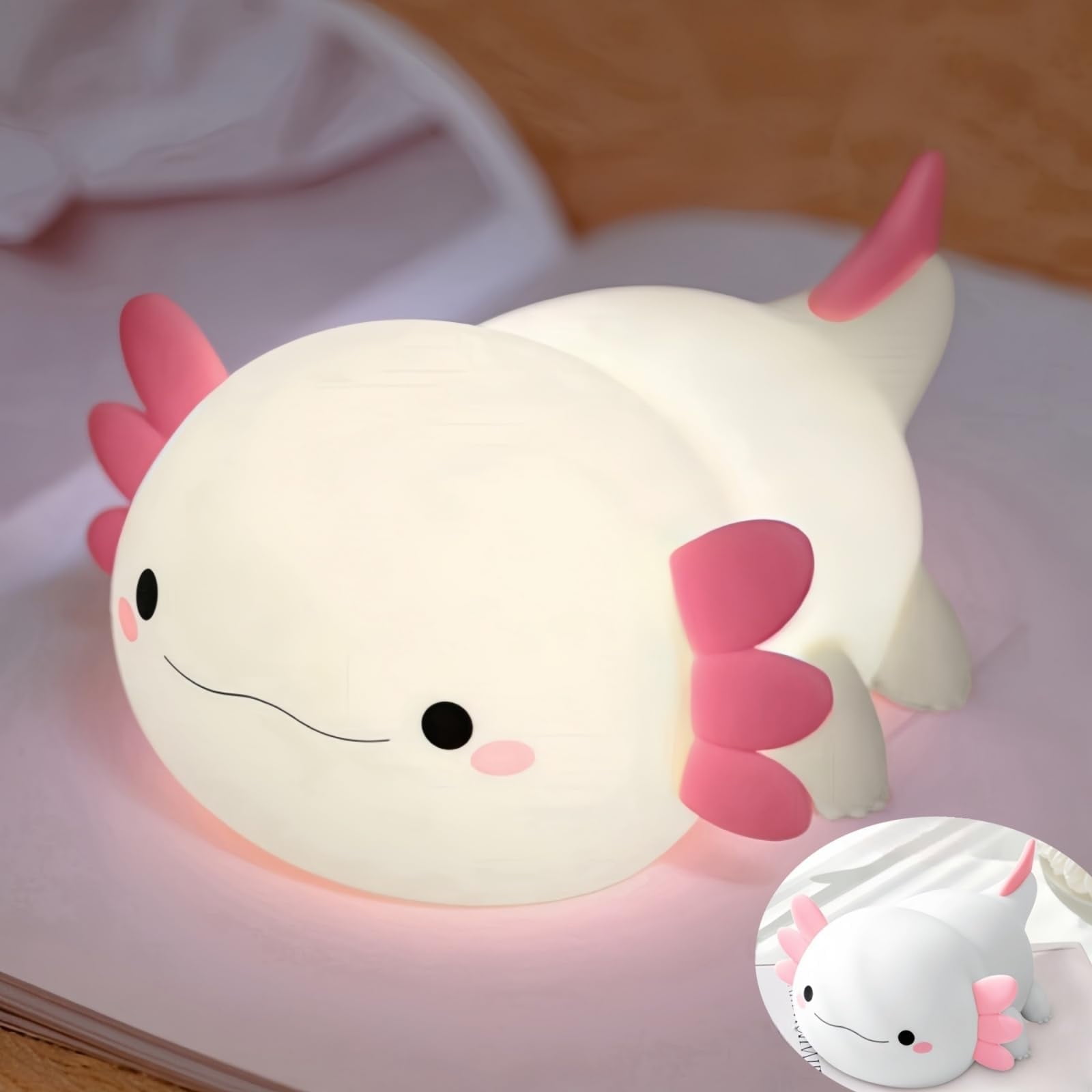 Axolotl Night Light, Cute Axolotl Lamp Kids Pink Gifts, Rechargeable ...