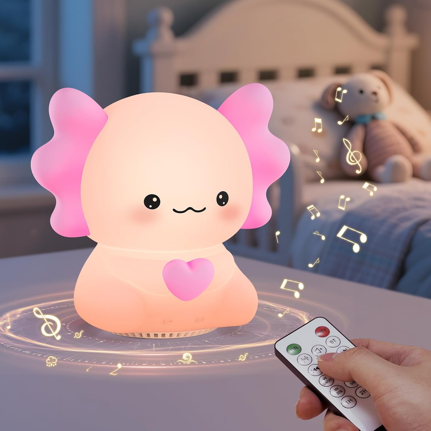 Axolotl Night Light with Sound Machine, Touch Lamp, Speaker, Remote ...