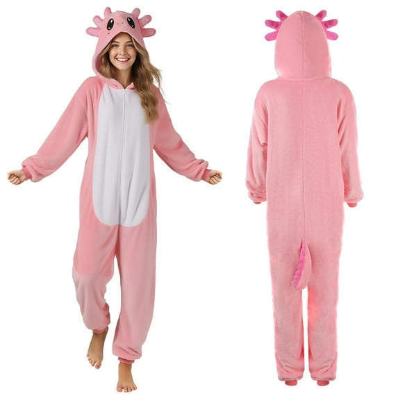 Axolotl Onesie Adult Animal Pajamas Axolotl Jumpsuit Homewear Sleepwear ...
