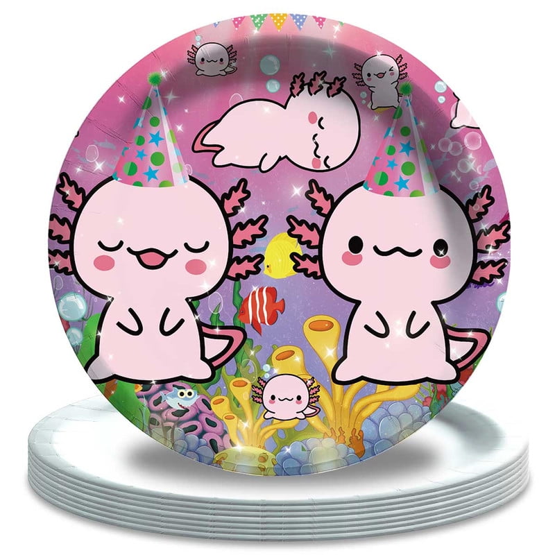 Axolotl Paper Plates Birthday Decorations Party Supplies Tableware ...