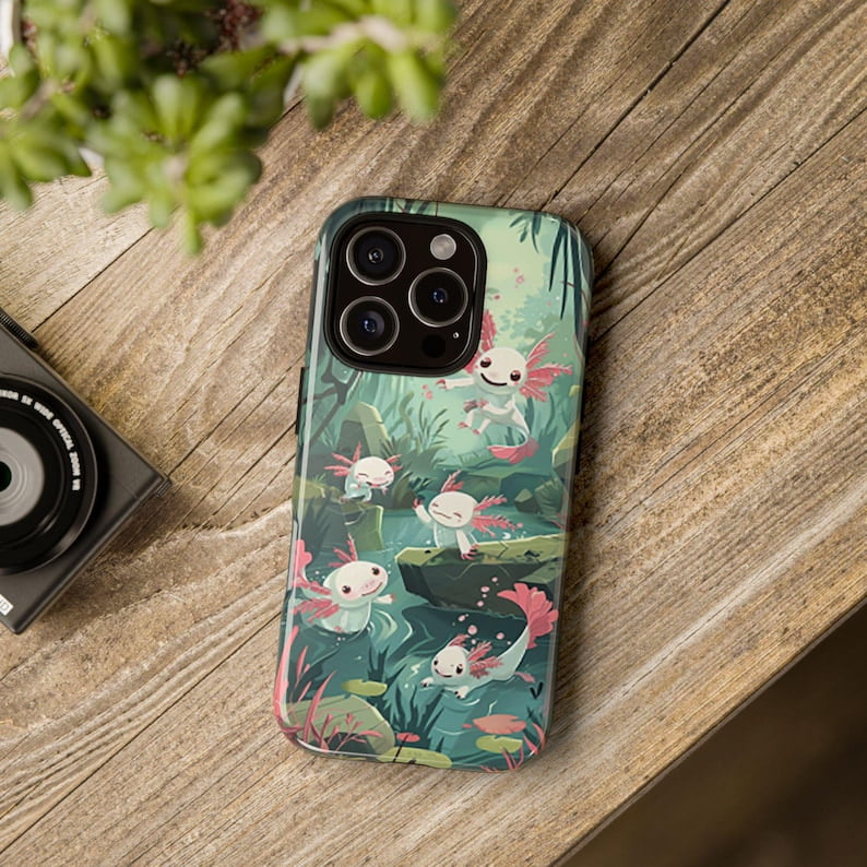 Axolotl Party Cute Cartoon Baby Animal Phone Case for iPhone 16 15 14 ...